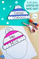 Free Editable Winter Hat Name Craft for Kids