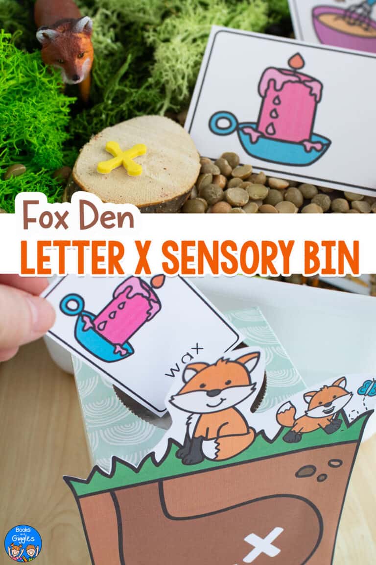 Letter X Sensory Bin Activity with a Fox Theme